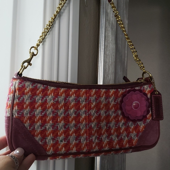 Coach | Bags | Coach Clutch Tweed And Suede | Poshmark
